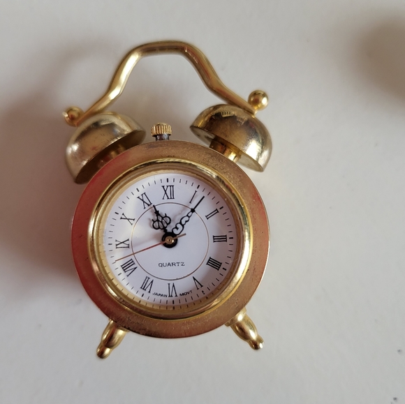 Source Unknown | Other | Vintage Gold Color Miniature Quartz Clock ...